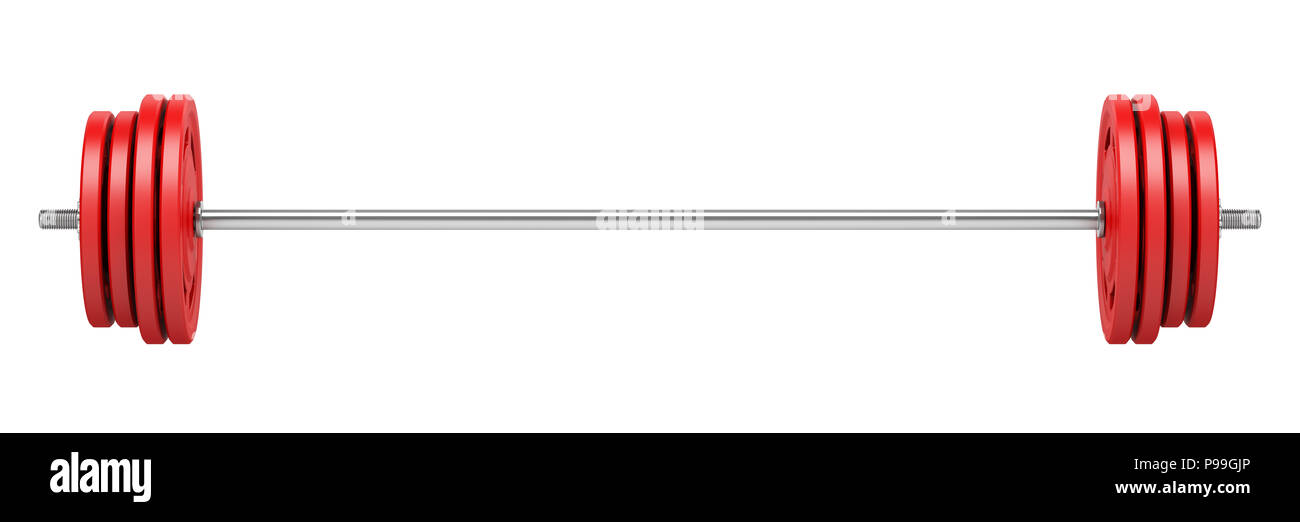 red barbell isolated on white background. 3d illustration Stock Photo ...