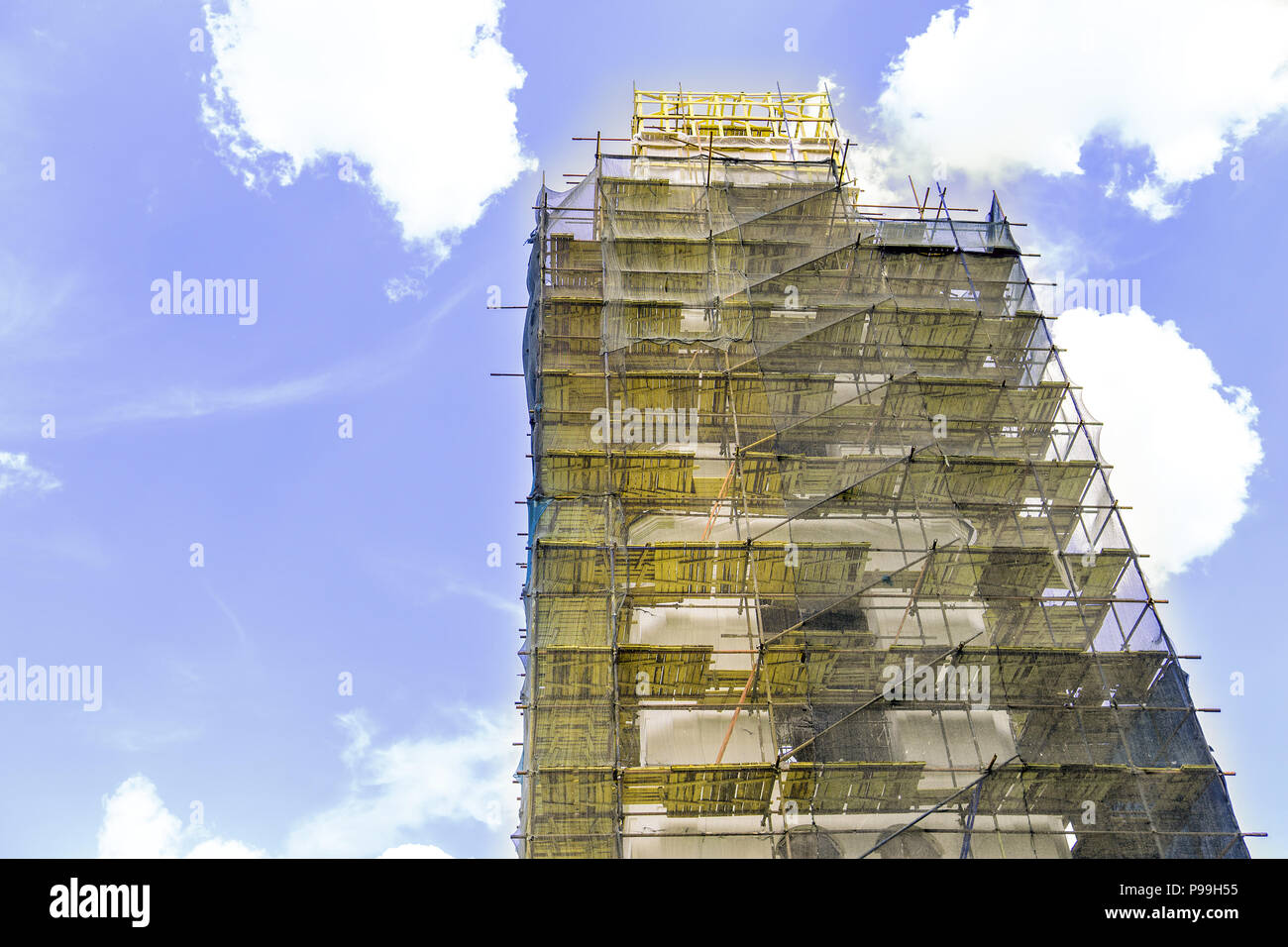 high buildings in scaffolding, reconstruction and restoration Stock ...