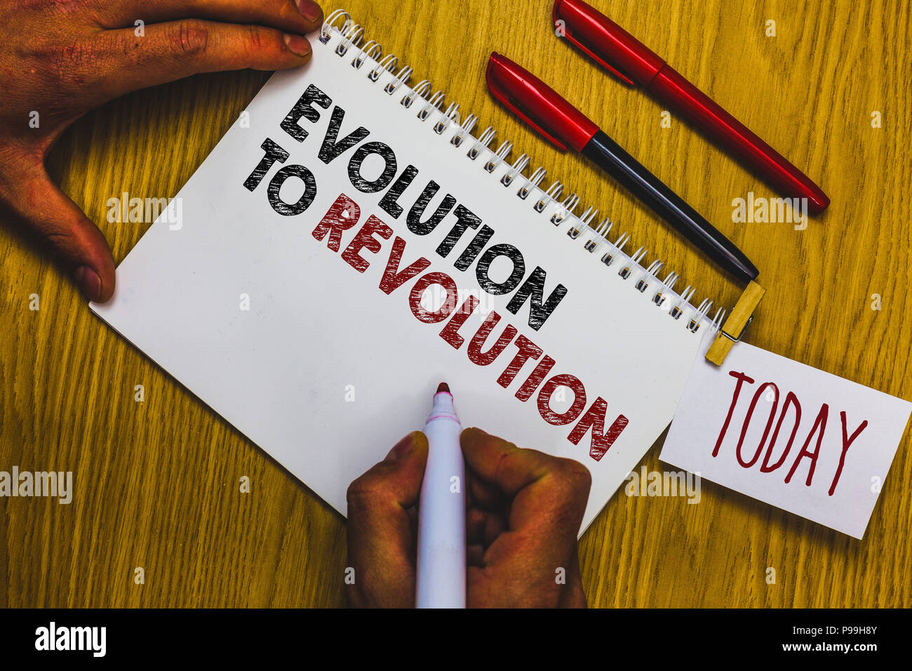 Writing note showing Evolution To Revolution. Business photo showcasing ...