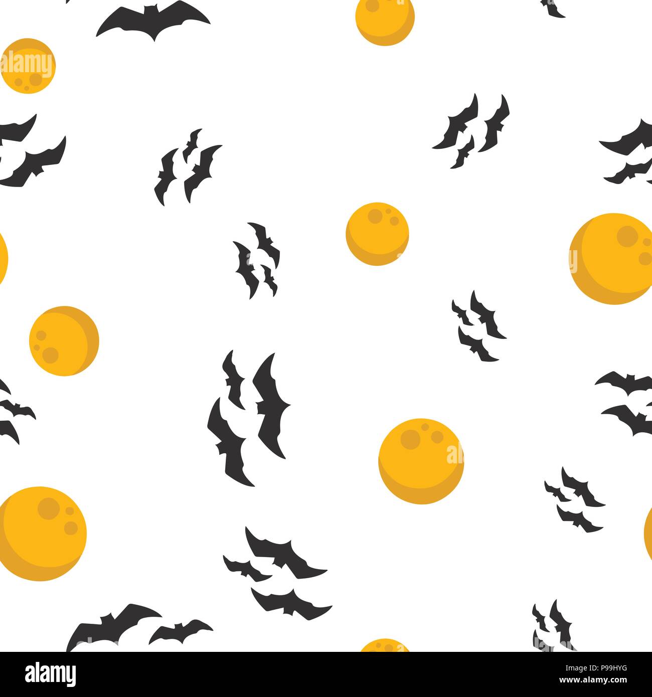 Full moon, bat Halloween pattern seamless. Vector illustration ...