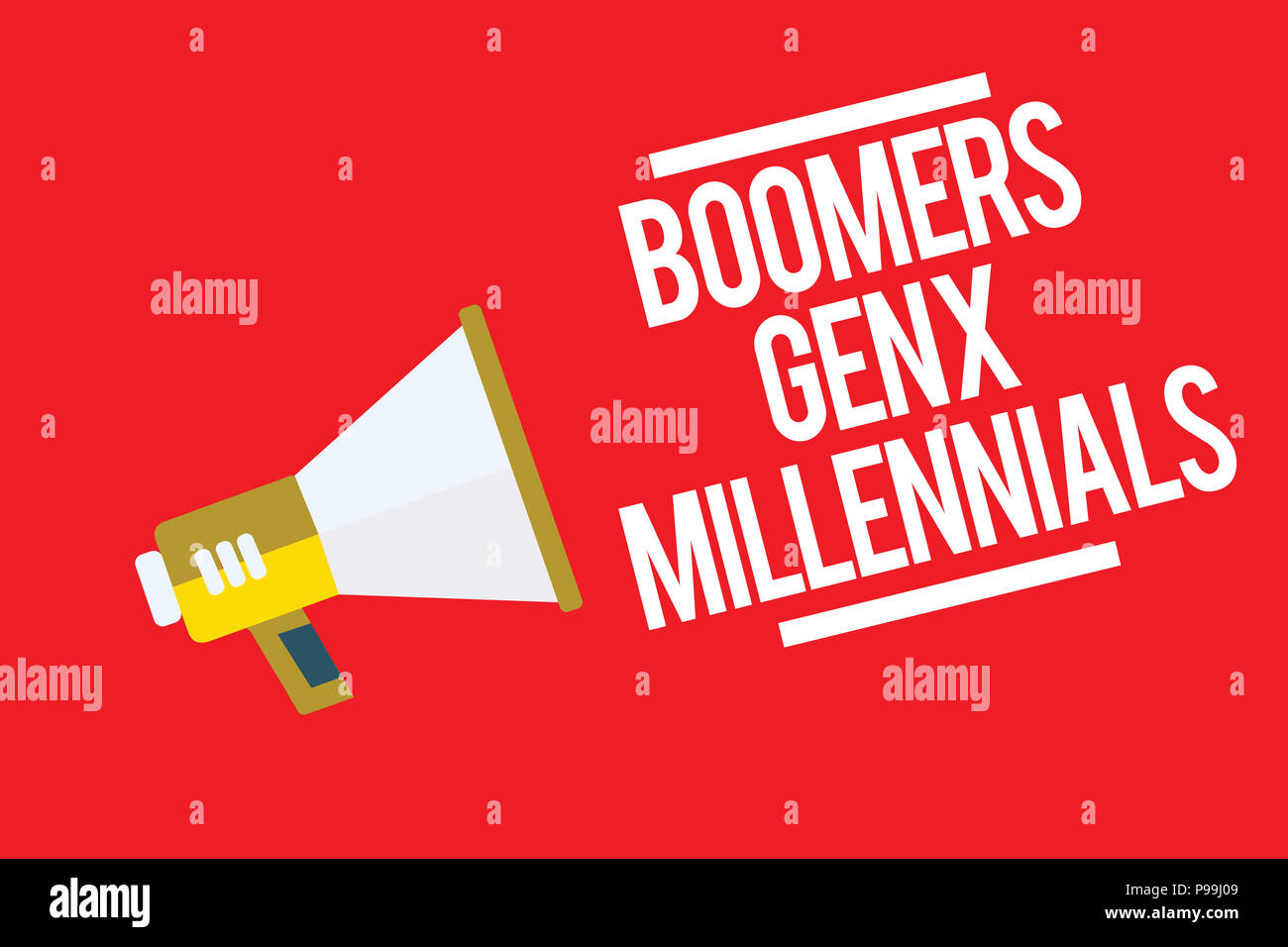 Handwriting text Boomers Gen X Millennials. Concept meaning generally ...