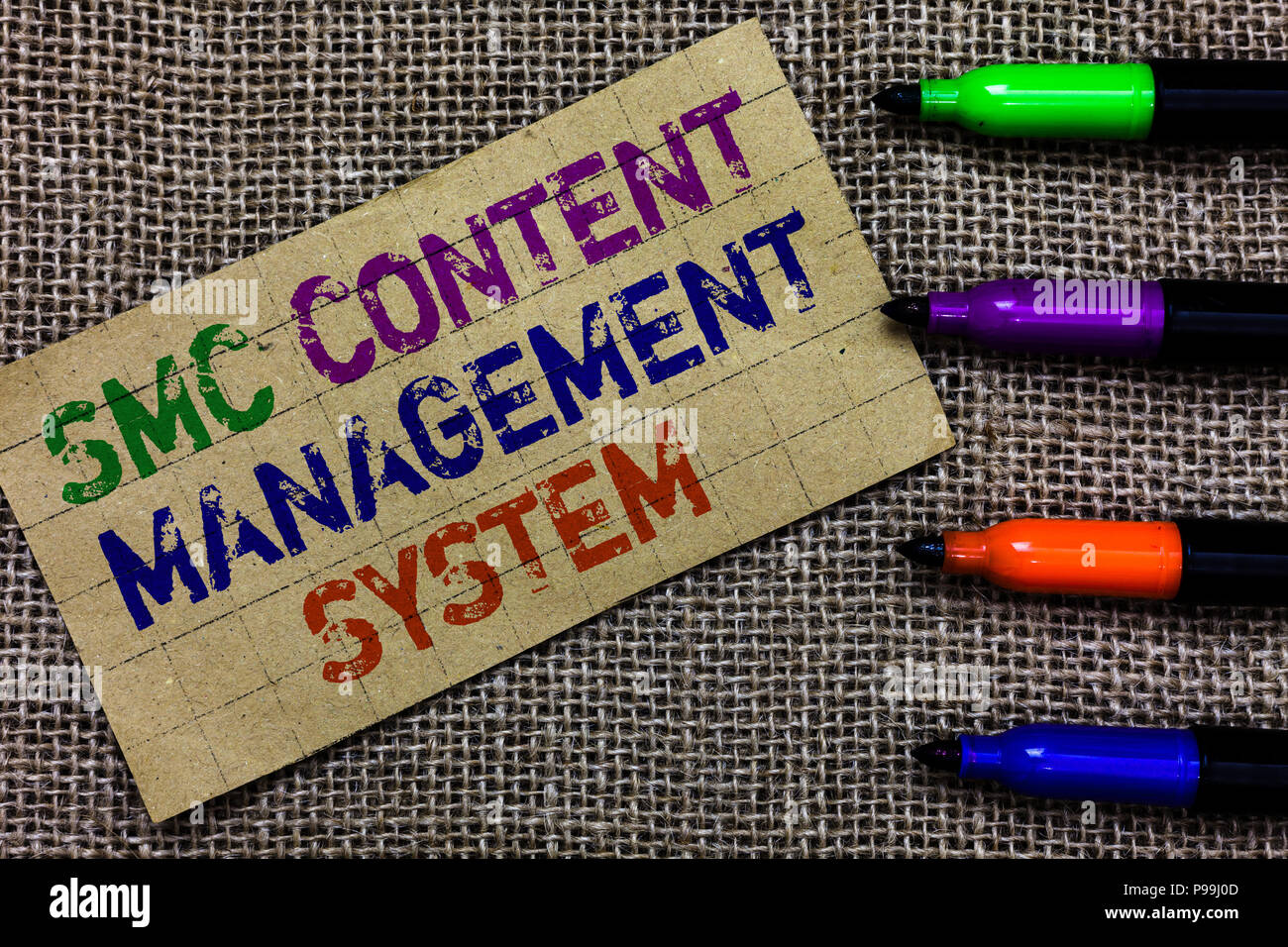 Handwriting text writing Smc Content Management System. Concept meaning ...