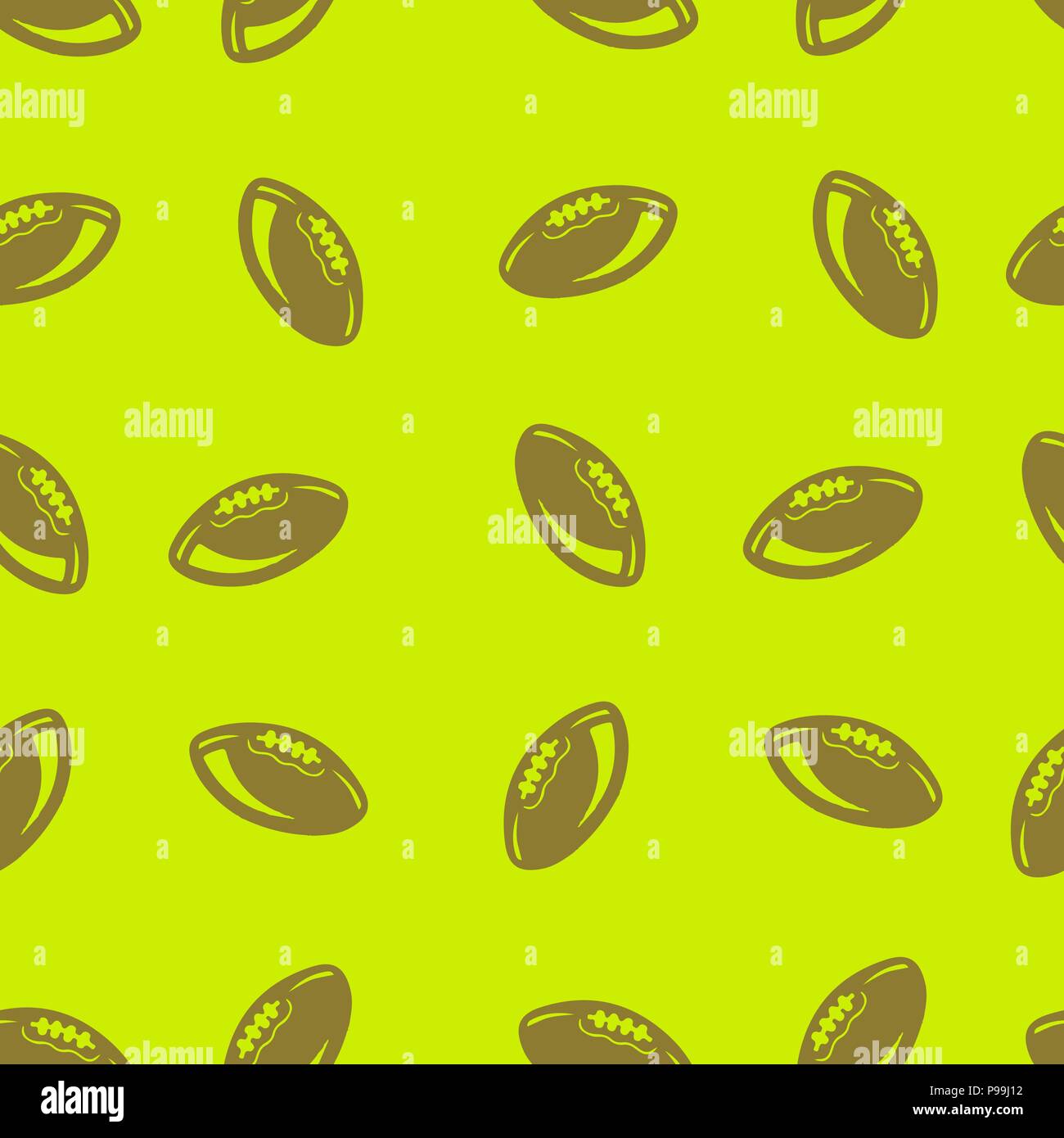 American football rugby pattern seamless. Vector illustration. Lime ...