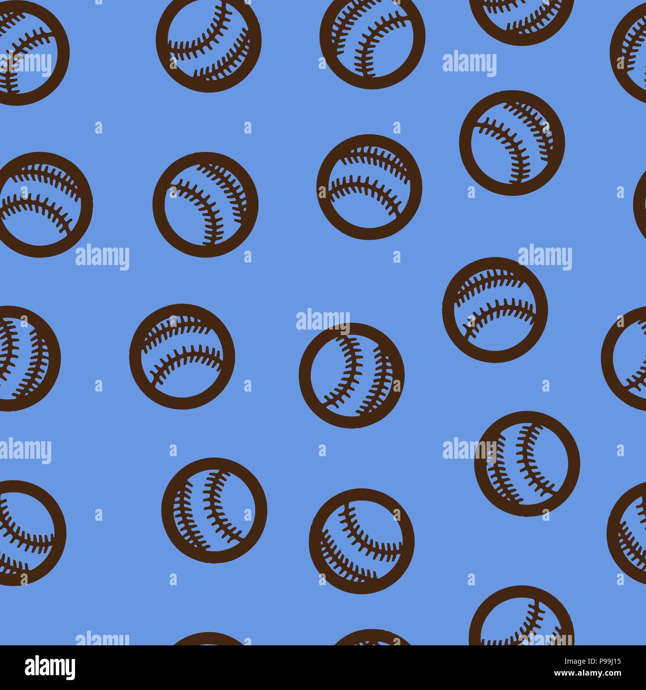 Baseball ball pattern seamless. Vector illustration. Blue background ...