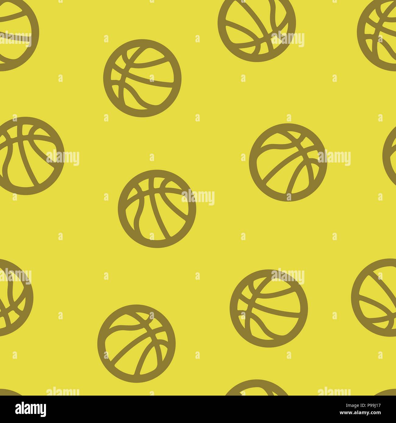 Basketball ball pattern seamless. Vector illustration. Yellow ...