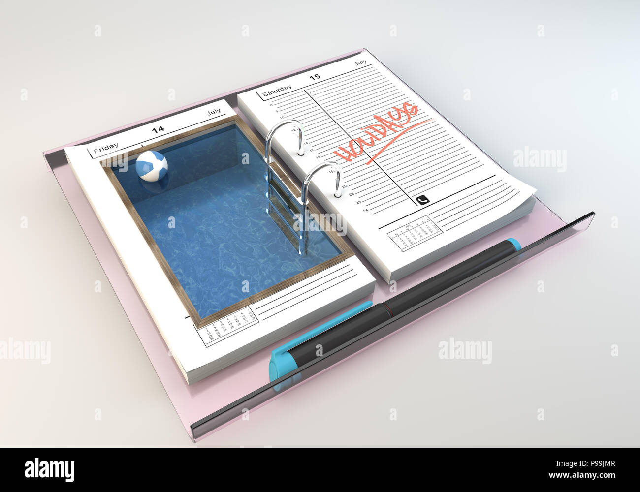 calendar open at holidays date shaped as a swimming pool Stock Photo ...
