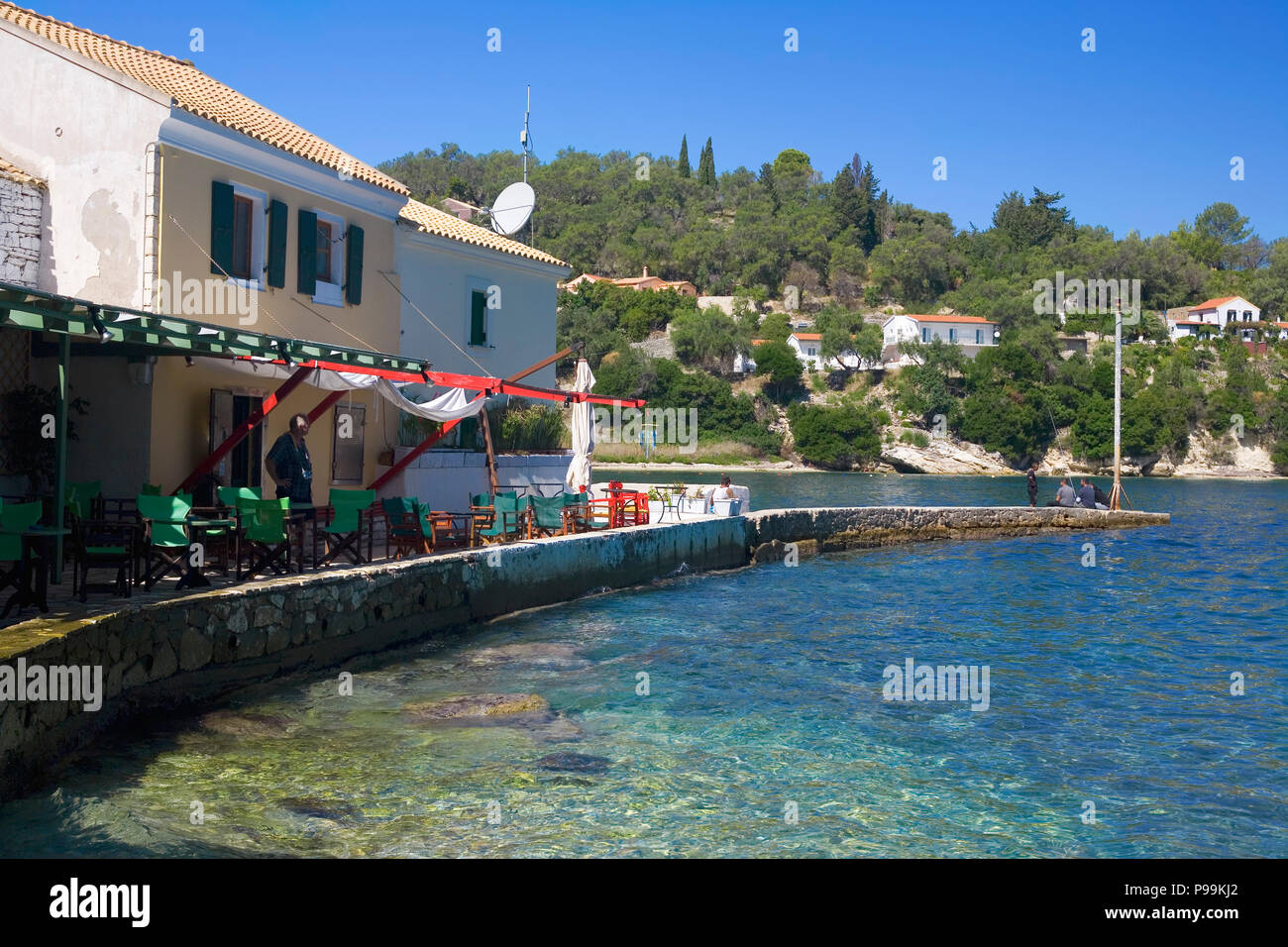 The pretty little harbourside village of Loggos, Paxos, Greece Stock ...