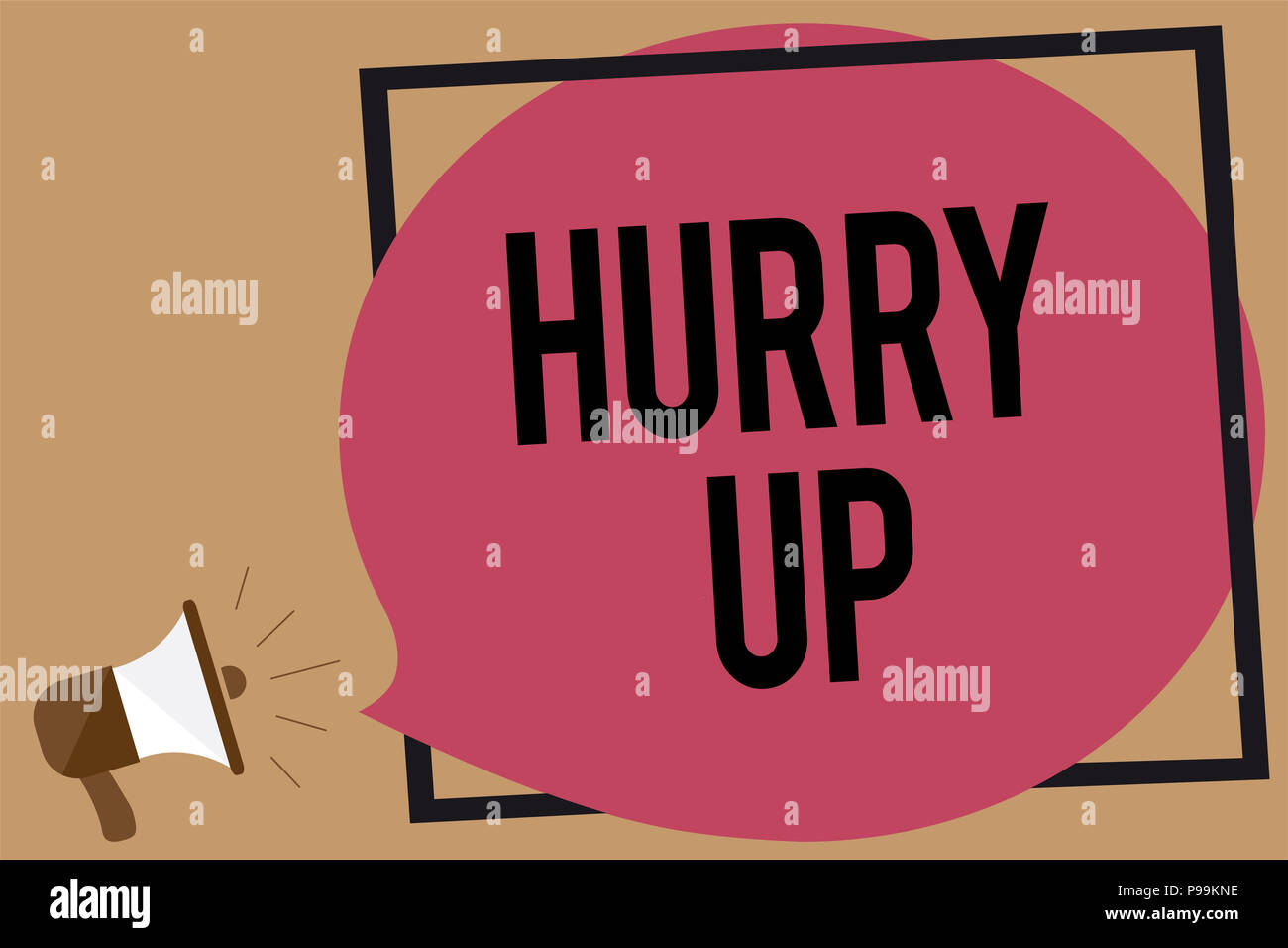 Writing note showing Hurry Up. Business photo showcasing asking someone ...