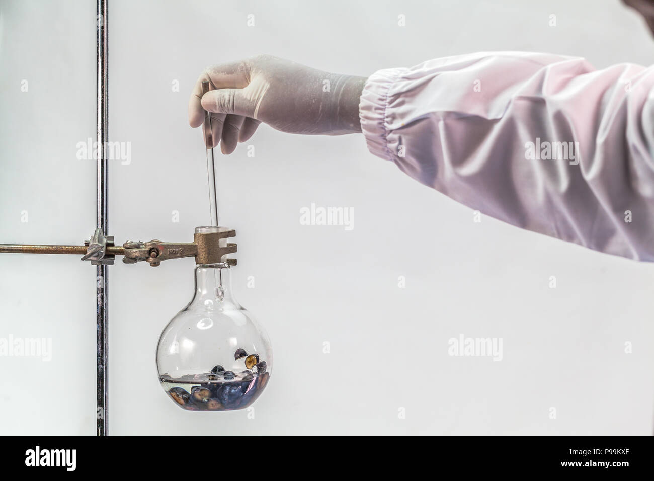 a scientist in Laboratory refining equipment Distillation of Alcohol ...