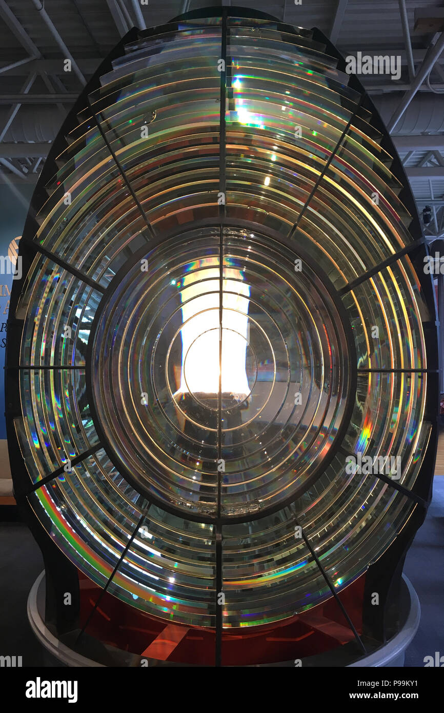 A Fresnel Lens used to focus light beam from lighthouse Stock Photo - Alamy