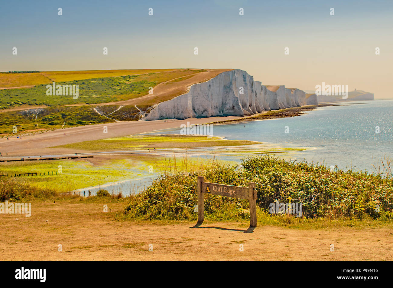 Seven sisters beach cliff edge hi-res stock photography and images - Alamy