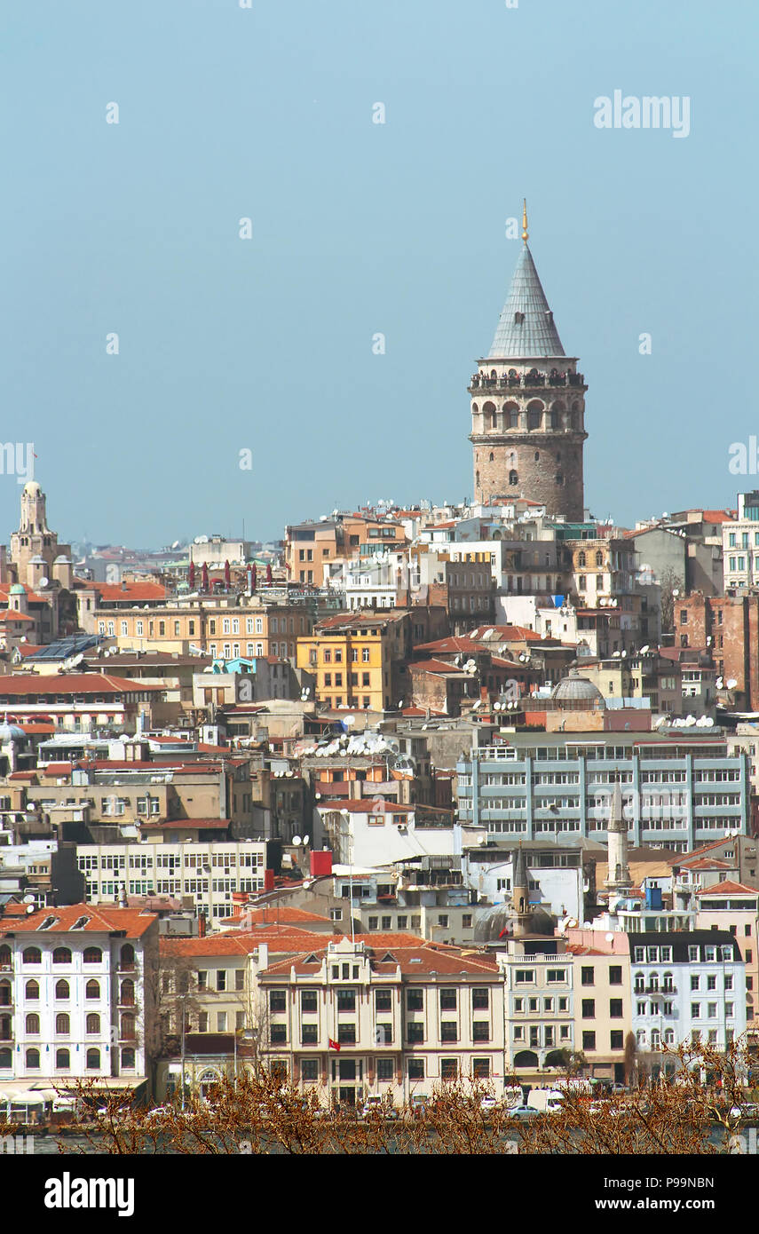 Beyoglu district historic architecture and Galata tower - medieval ...