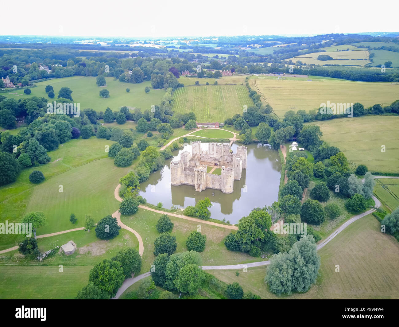 Bodiam castle aerial view hi-res stock photography and images - Alamy