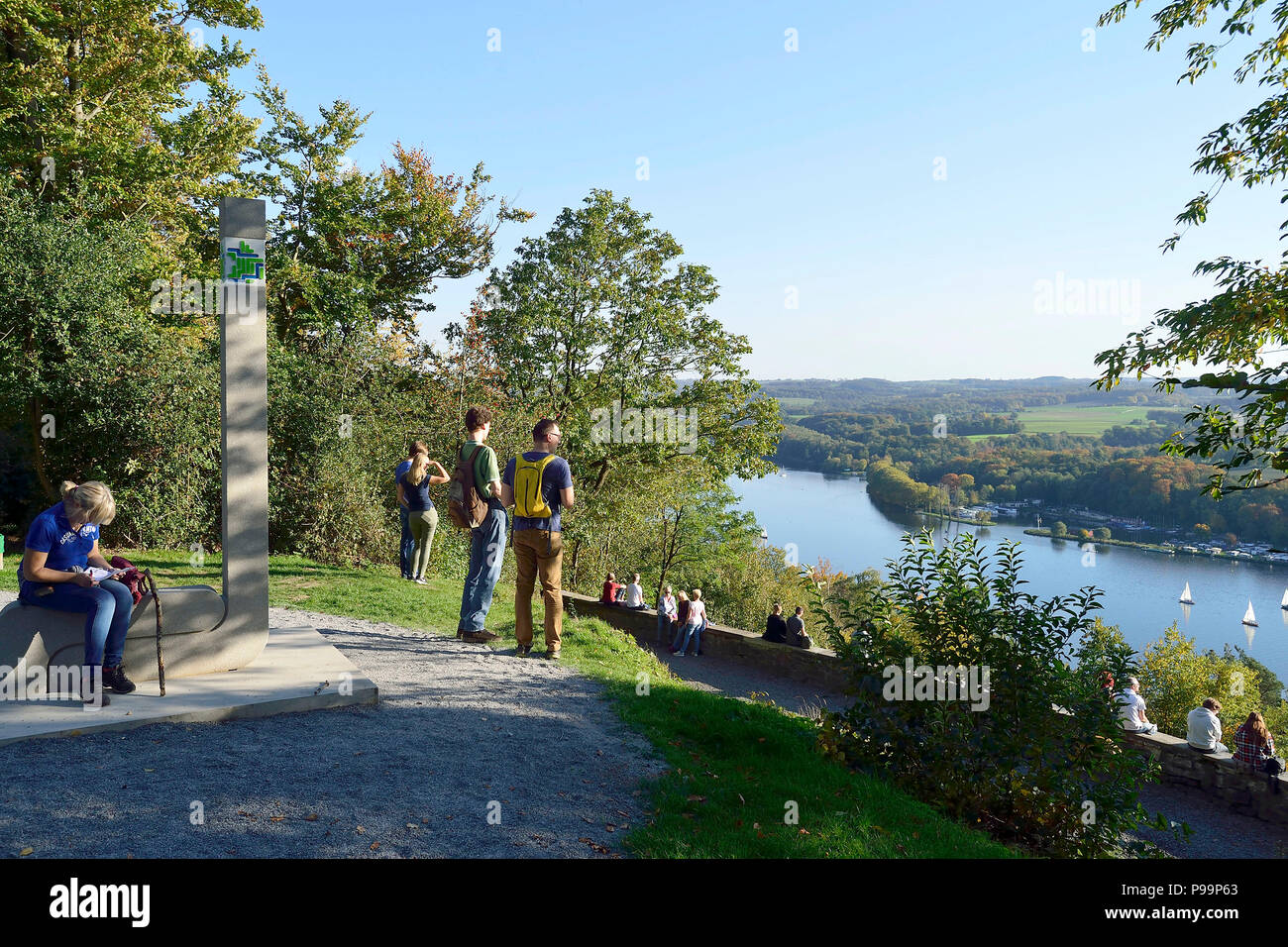 Germany, North Rhine-Westphalia hiking trail BaldeneySteig in Essen ...