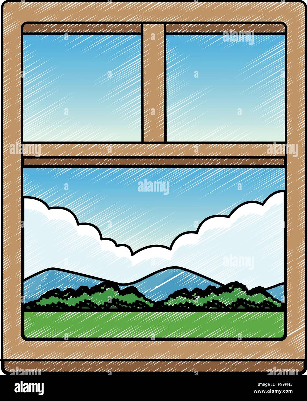 Window and landscape vector illustration graphic design Stock Vector ...