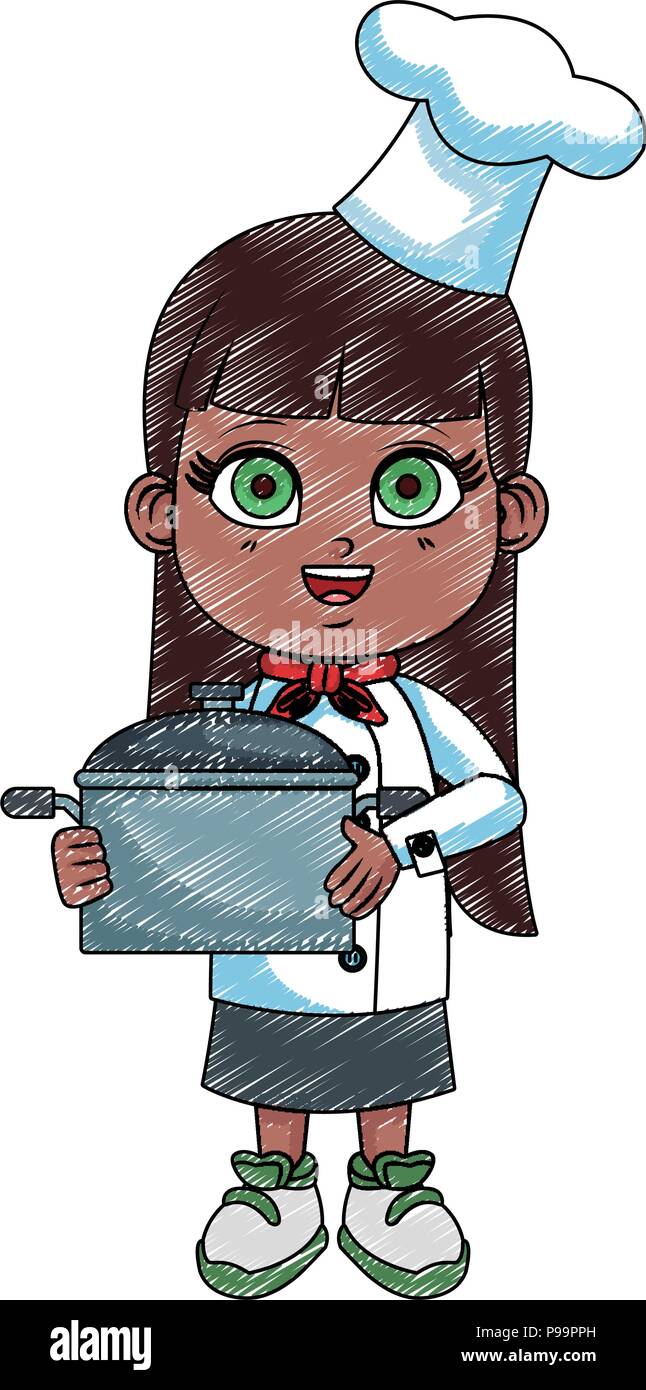 Beautiful girl chef with dish cartoon vector illustration graphic ...