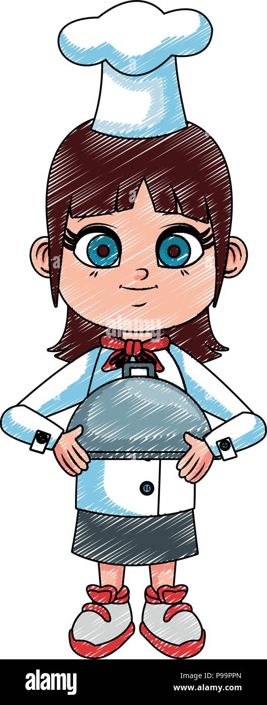 Beautiful girl chef with dish cartoon vector illustration graphic ...