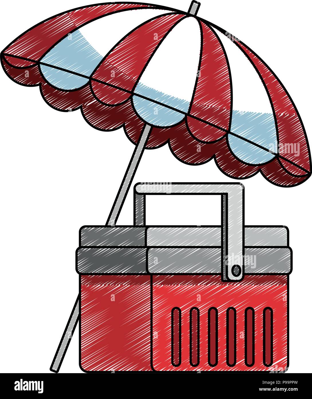 Cooler and umbrella beach vector illustration graphic design Stock ...