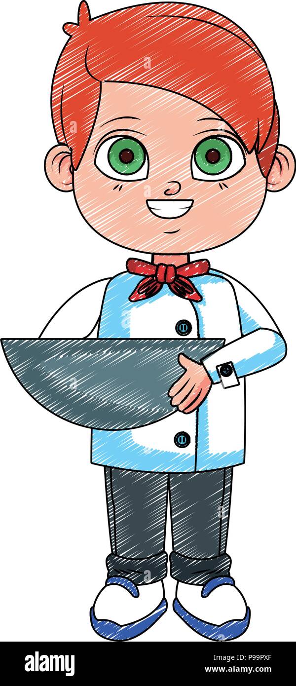 Cute chef boy cartoon with bowl vector illustration graphic design ...