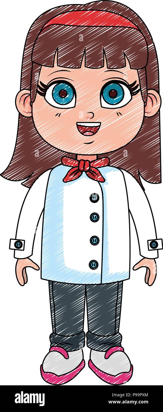 Beautiful Girl Chef Cartoon Vector Illustration Graphic Design Stock
