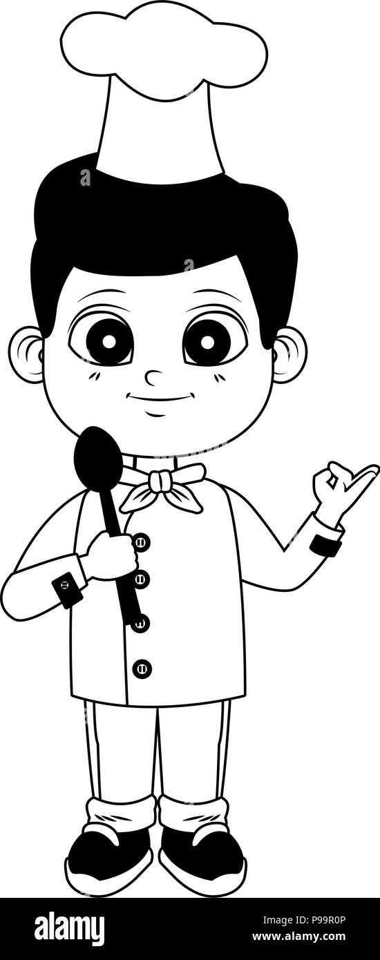 Cute chef boy cartoon with utensils vector illustration graphic design ...