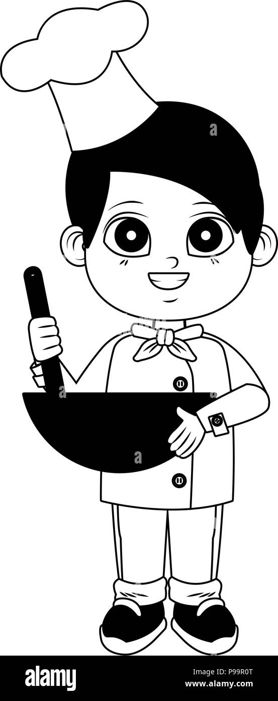 Cute chef boy cartoon with bowl vector illustration graphic design ...
