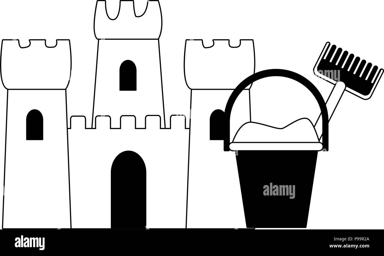 Sandy beach sand castle Black and White Stock Photos & Images - Alamy