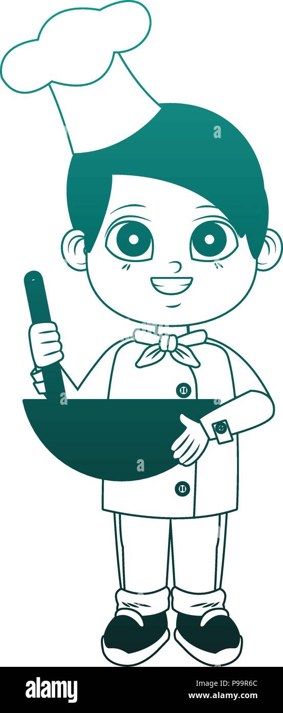 Cute chef boy cartoon with bowl vector illustration graphic design ...