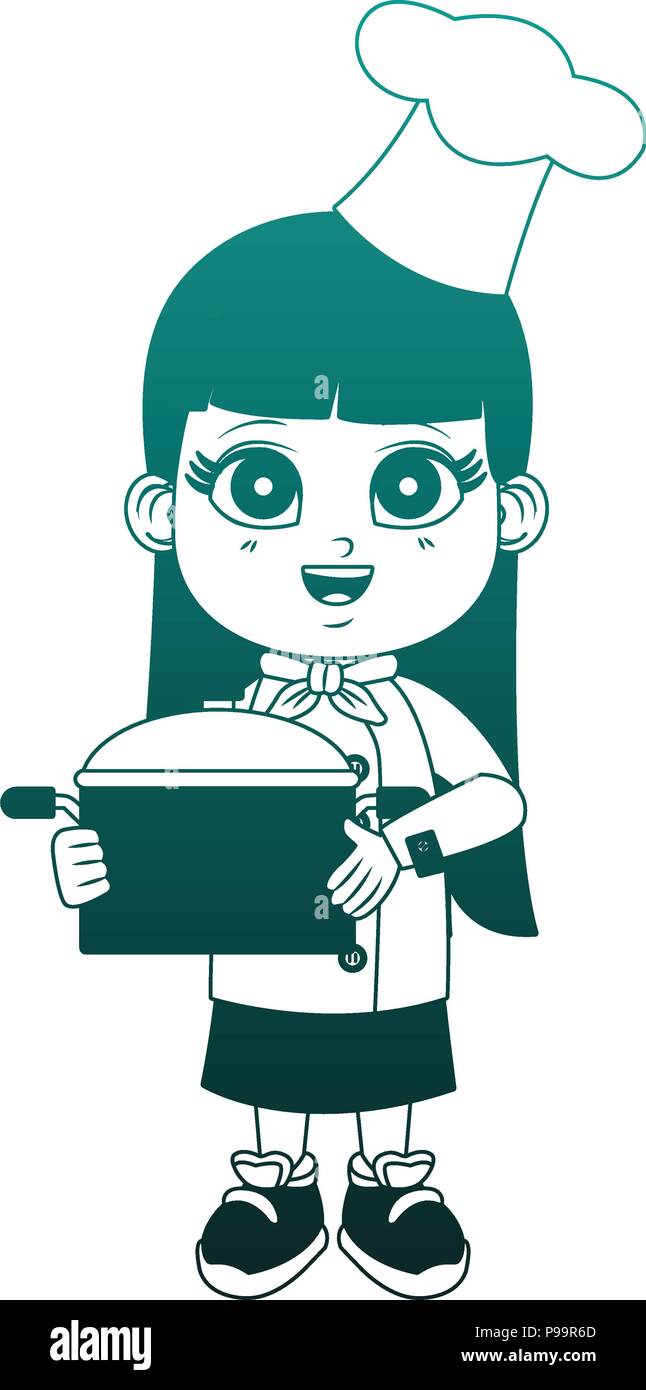 Beautiful girl chef with dish cartoon vector illustration graphic ...