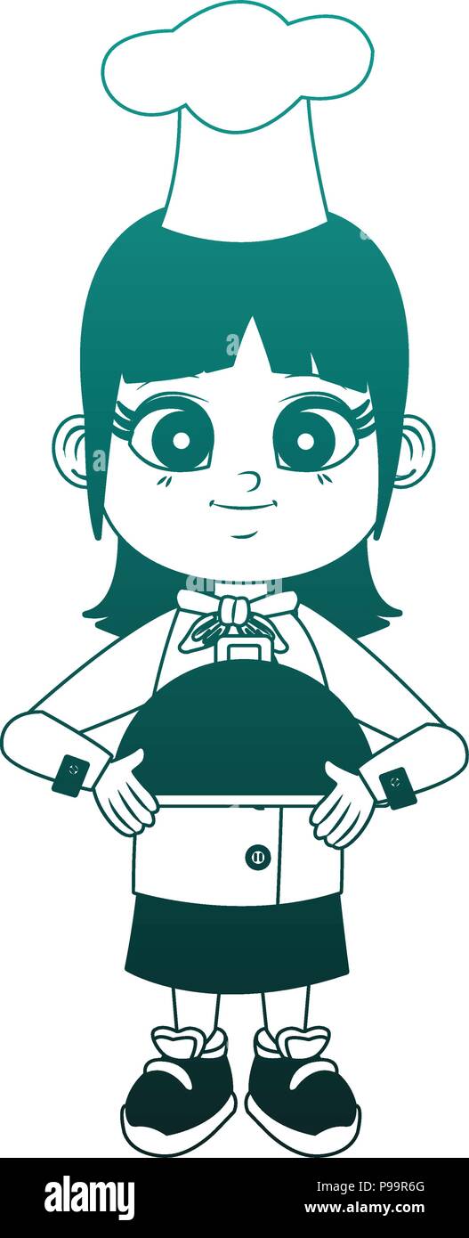 Beautiful girl chef with dish cartoon vector illustration graphic ...