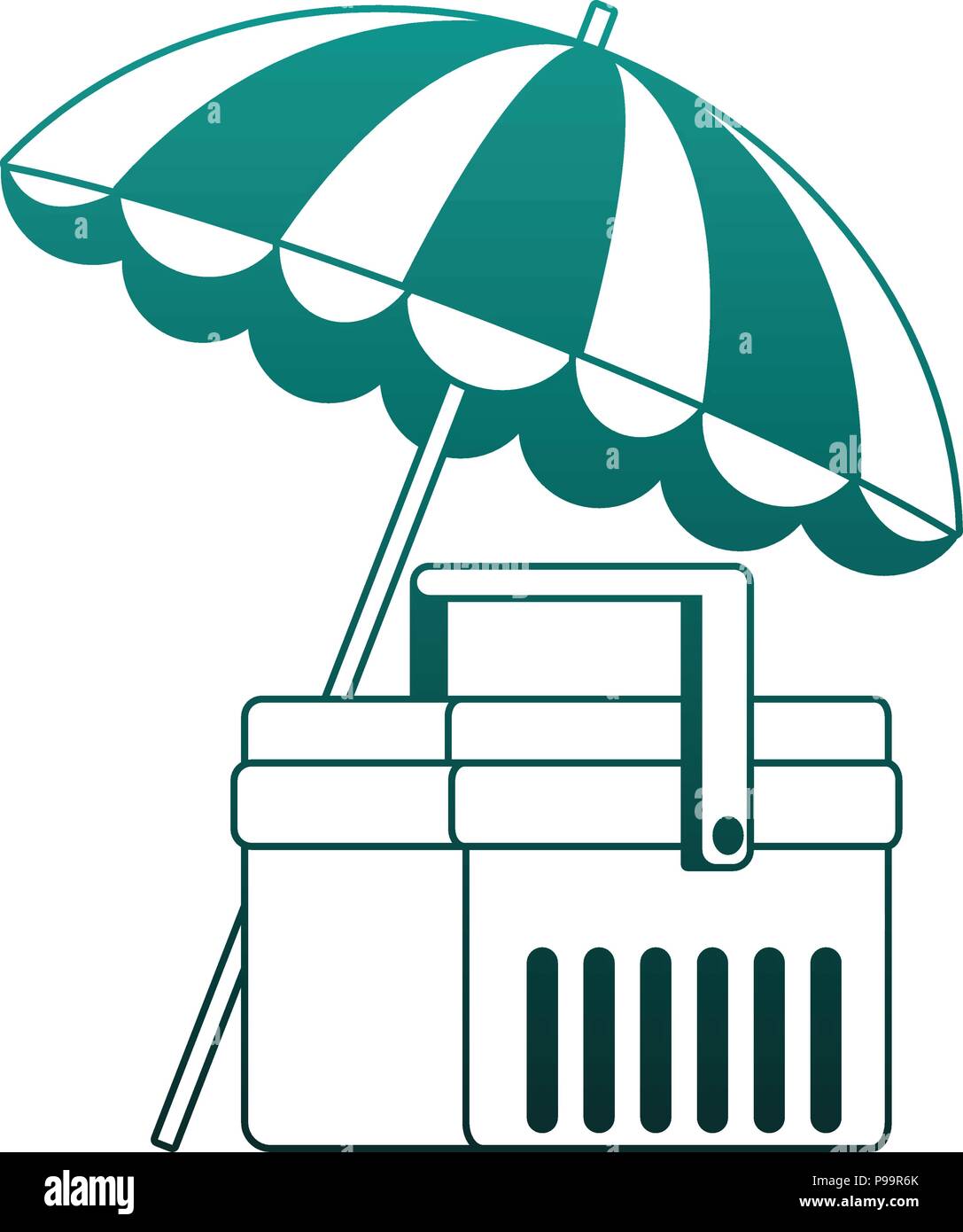 Cooler and umbrella beach vector illustration graphic design Stock ...
