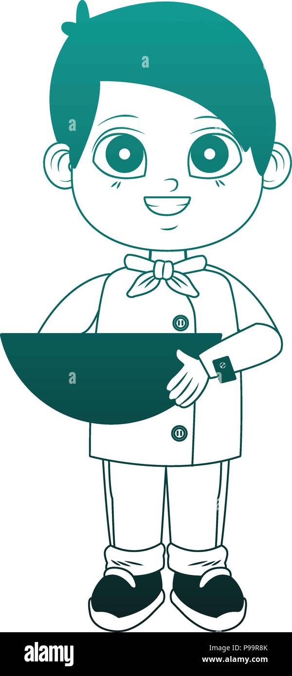Cute chef boy cartoon with bowl vector illustration graphic design ...