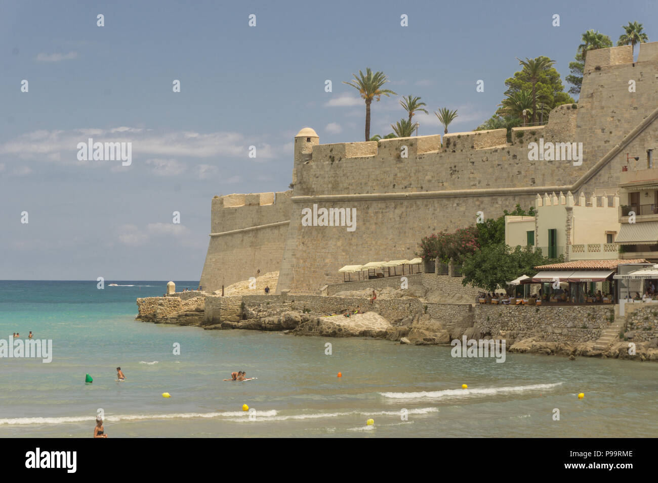 Peñiscola, Spain, August 19, 2017: General view from touristic beach ...