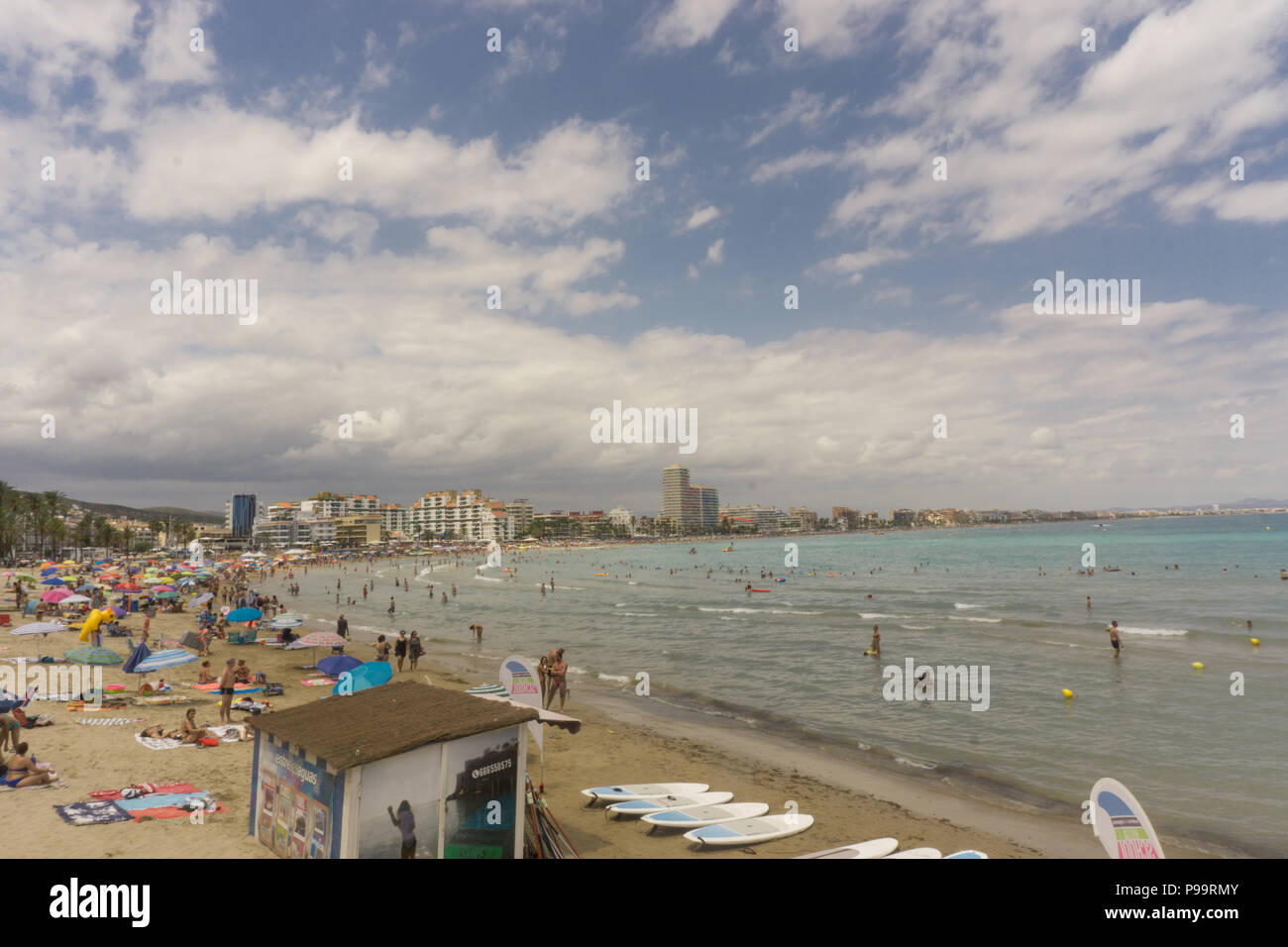 Peñiscola, Spain, August 19, 2017: General view from touristic beach ...