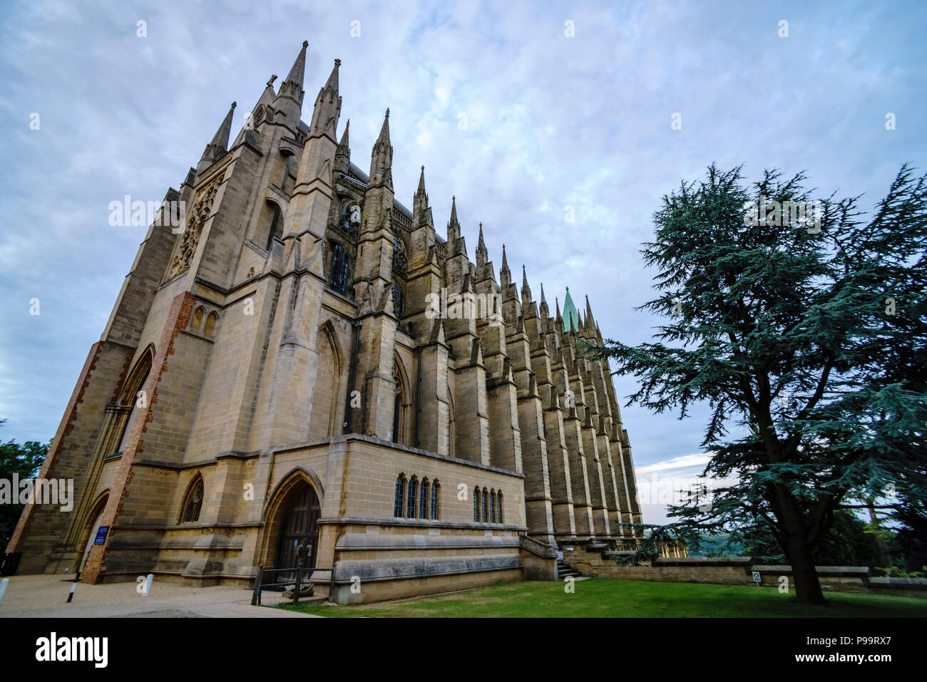 Old, historical church in the Lancing College at West Sussex, United ...