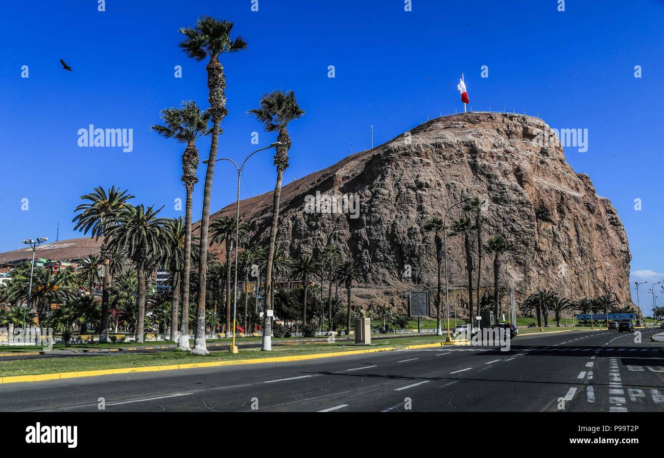 Beach of Arica Chile. Morro de Arica, Chile. Arica is a port city in ...