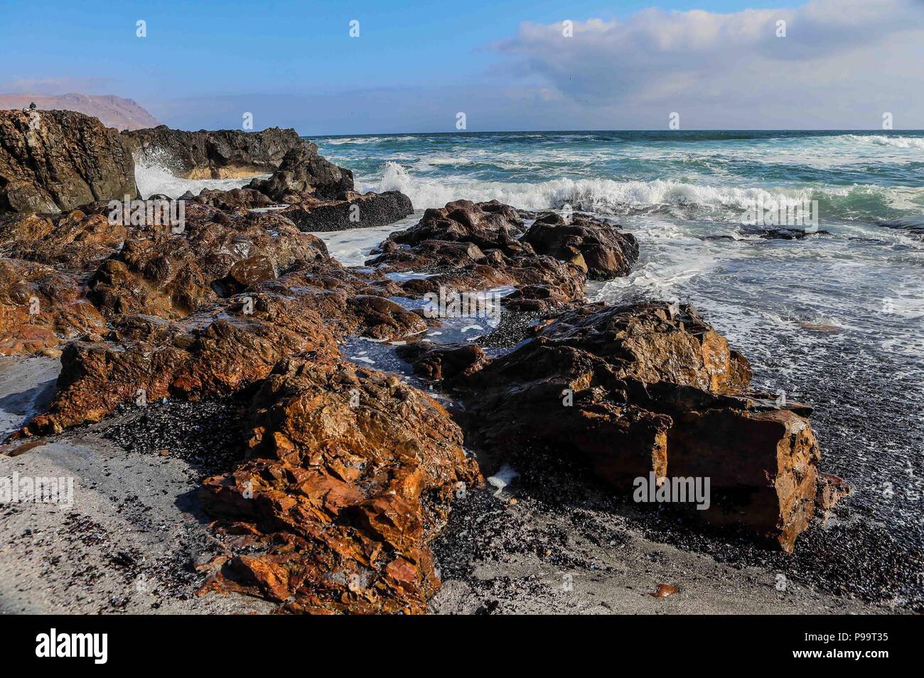 Beach of Arica Chile. Morro de Arica, Chile. Arica is a port city in ...