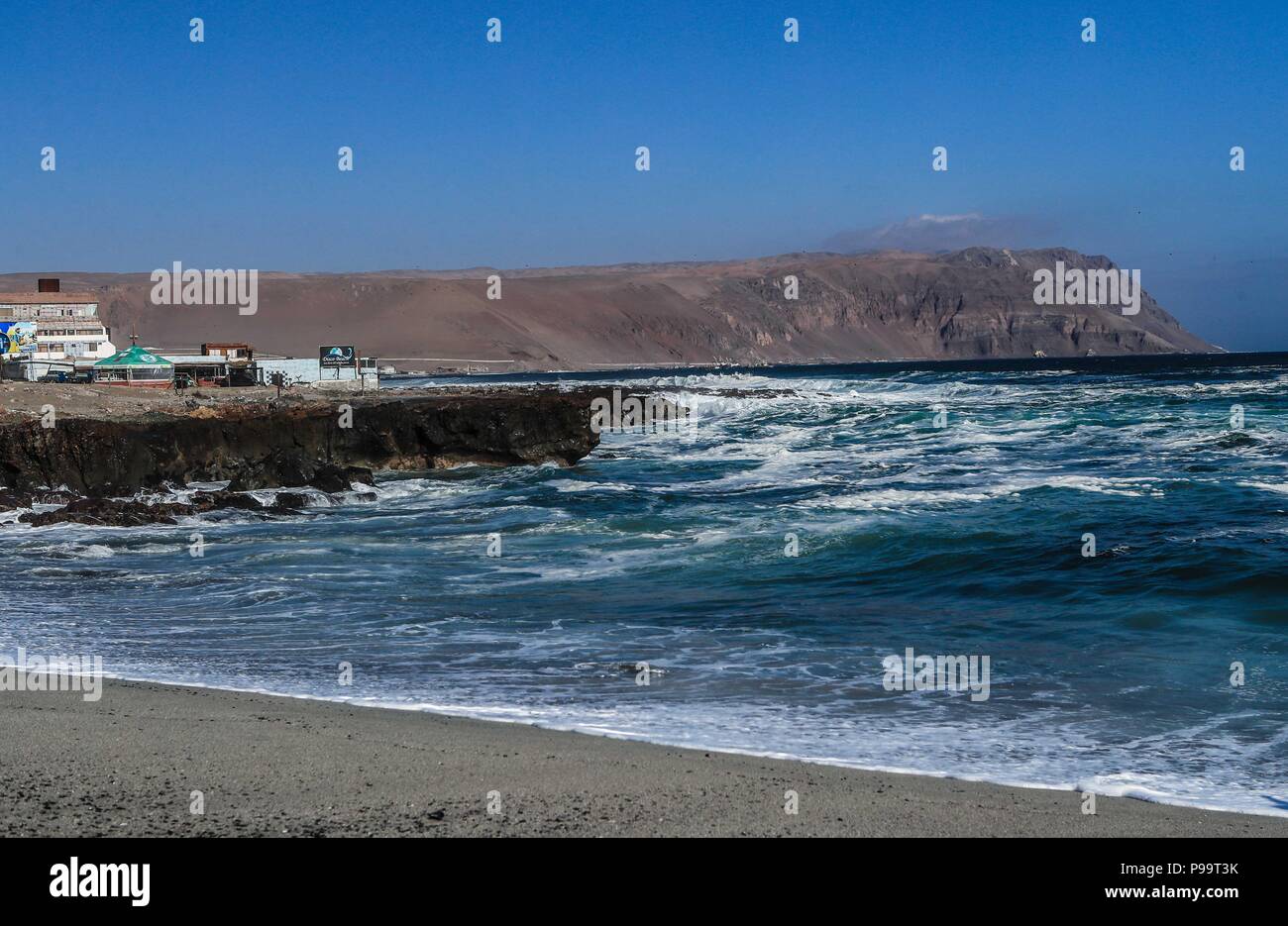 Beach of Arica Chile. Morro de Arica, Chile. Arica is a port city in ...