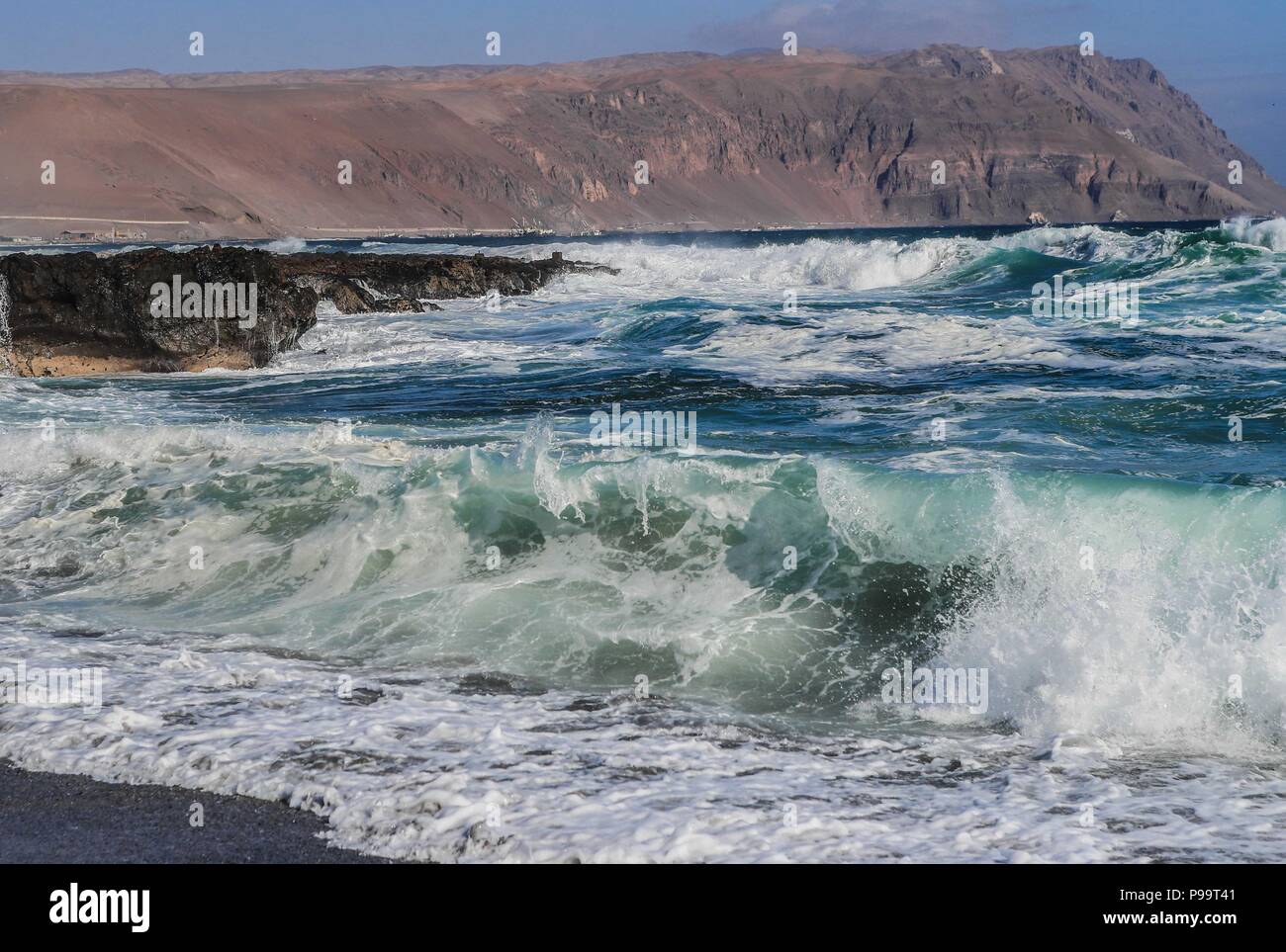 Beach of Arica Chile. Morro de Arica, Chile. Arica is a port city in ...