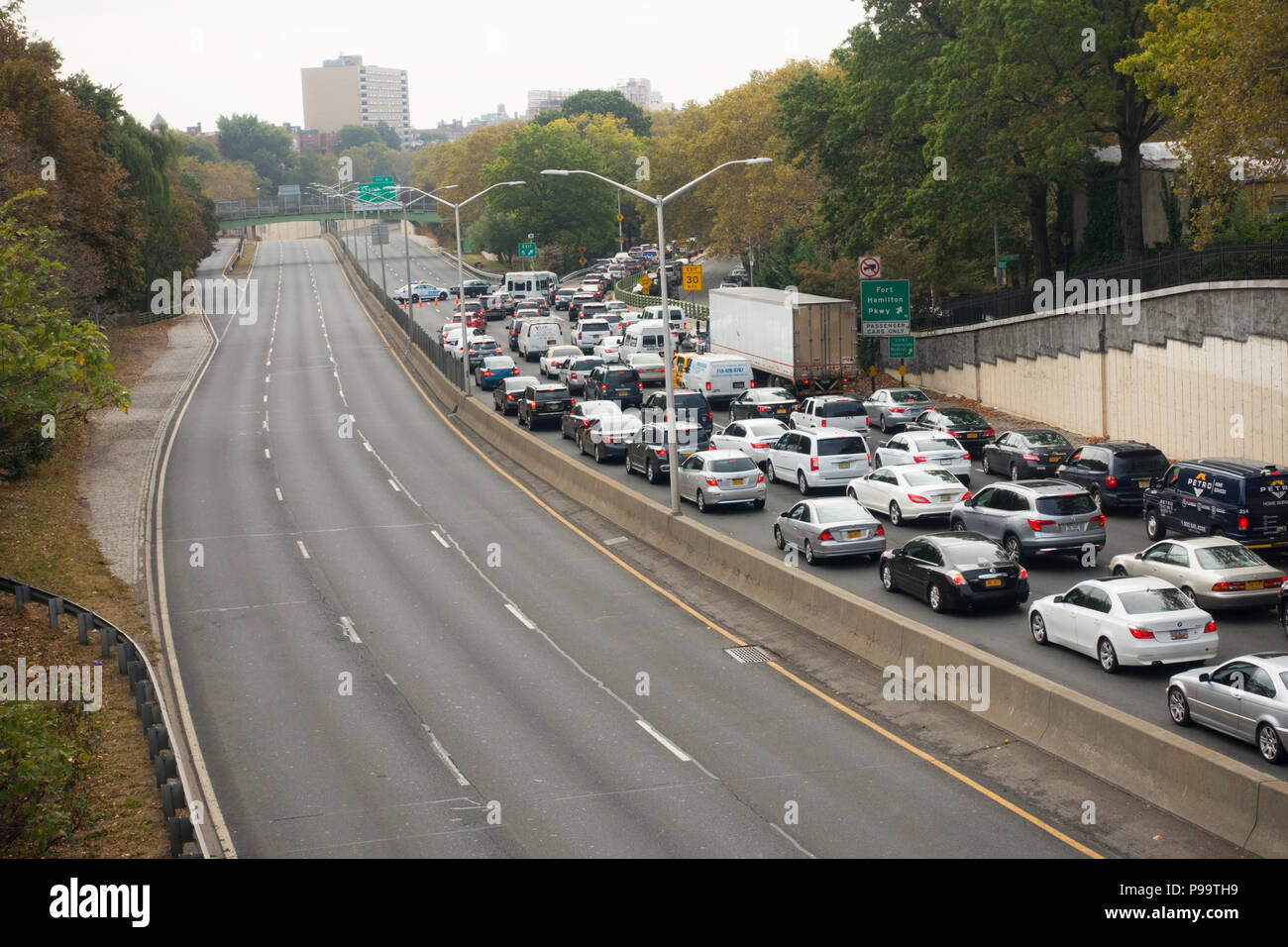 traffic jam on Prospect expressway Brooklyn new york city Stock Photo ...