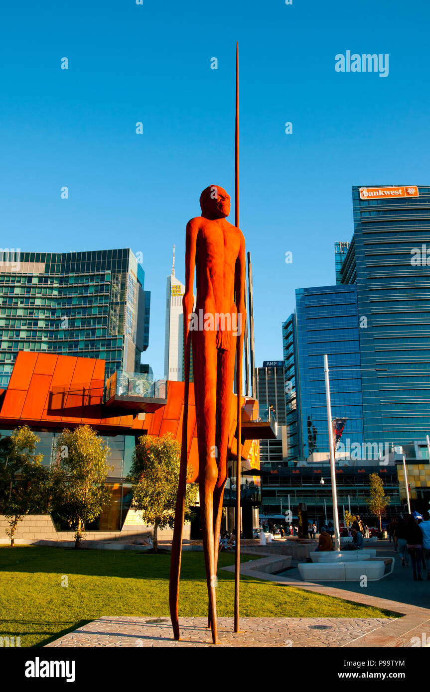 PERTH, AUSTRALIA - July 11, 2018: Yagan Square & the 9-meter statue of ...