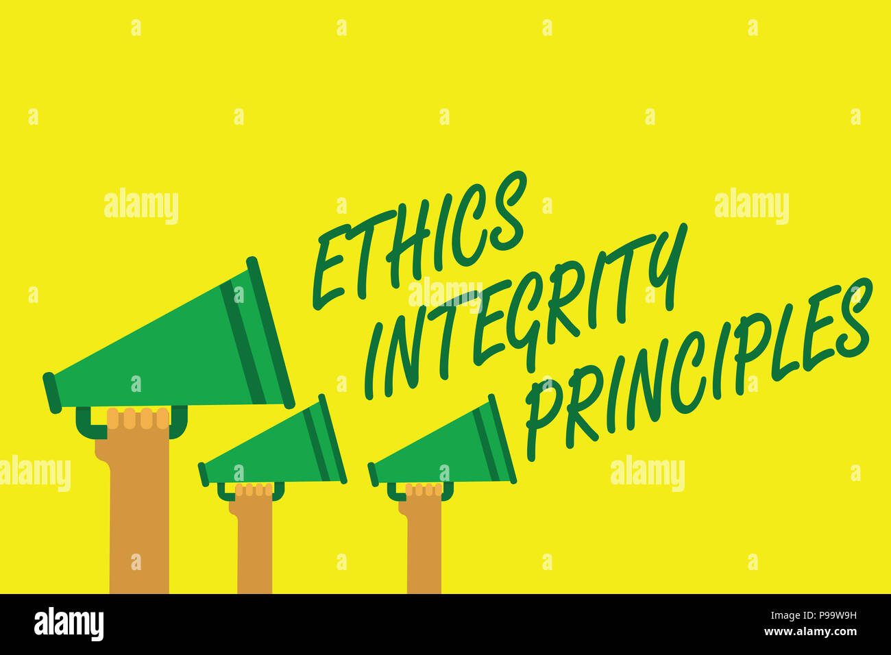 Handwriting text writing Ethics Integrity Principles. Concept meaning ...