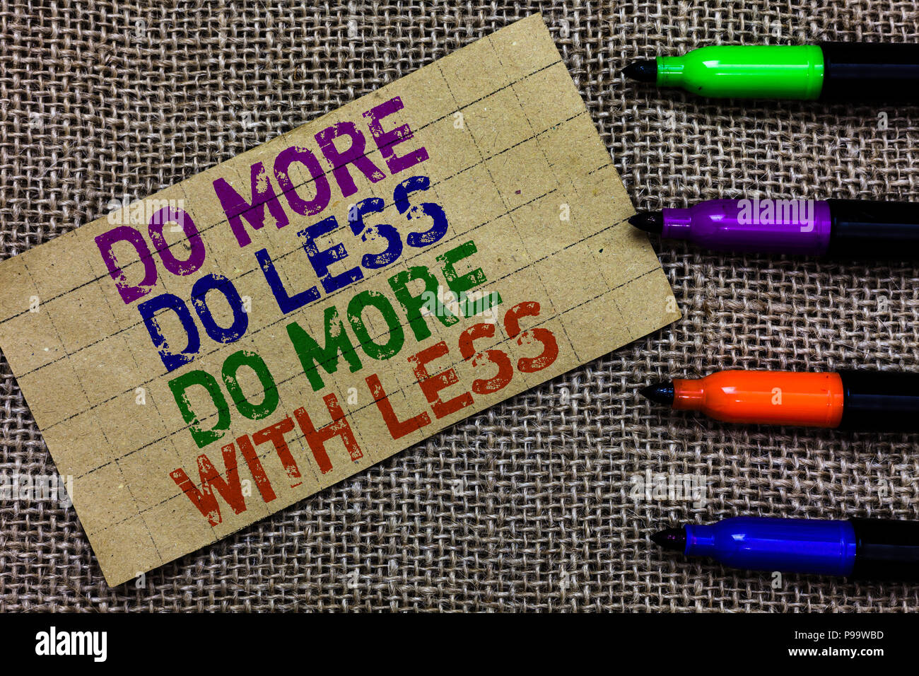 Handwriting text writing Do More Do Less Do More With Less. Concept ...