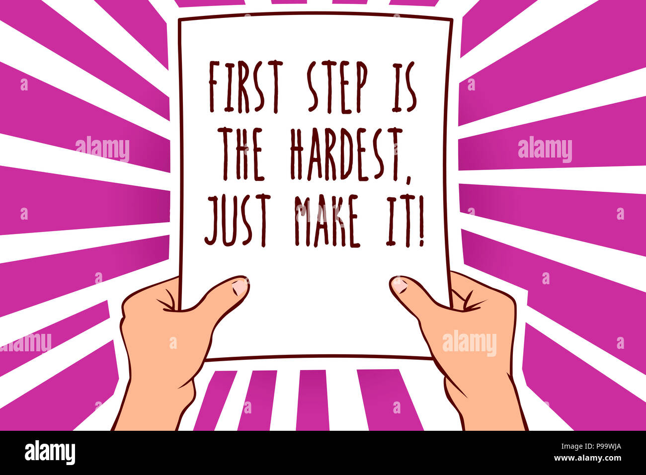 Text sign showing First Step Is The Hardest, Just Make It. Conceptual ...