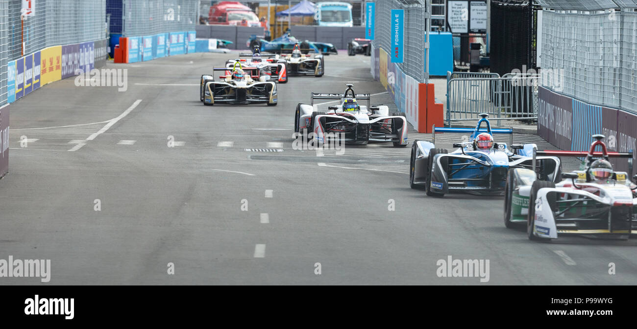 New York, United States. 14th July, 2018. Electric cars take lap at ...