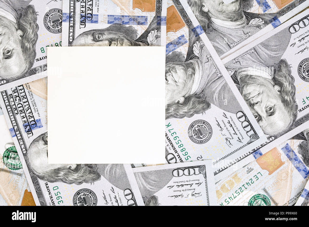 Money background with white paper square mockup. Copyspace place for ...