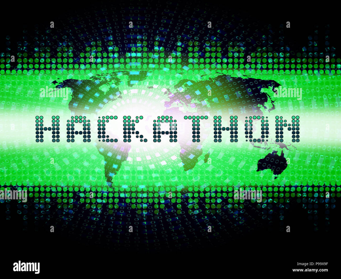 Hackathon Technology Threat Online Coding 2d Illustration Shows ...