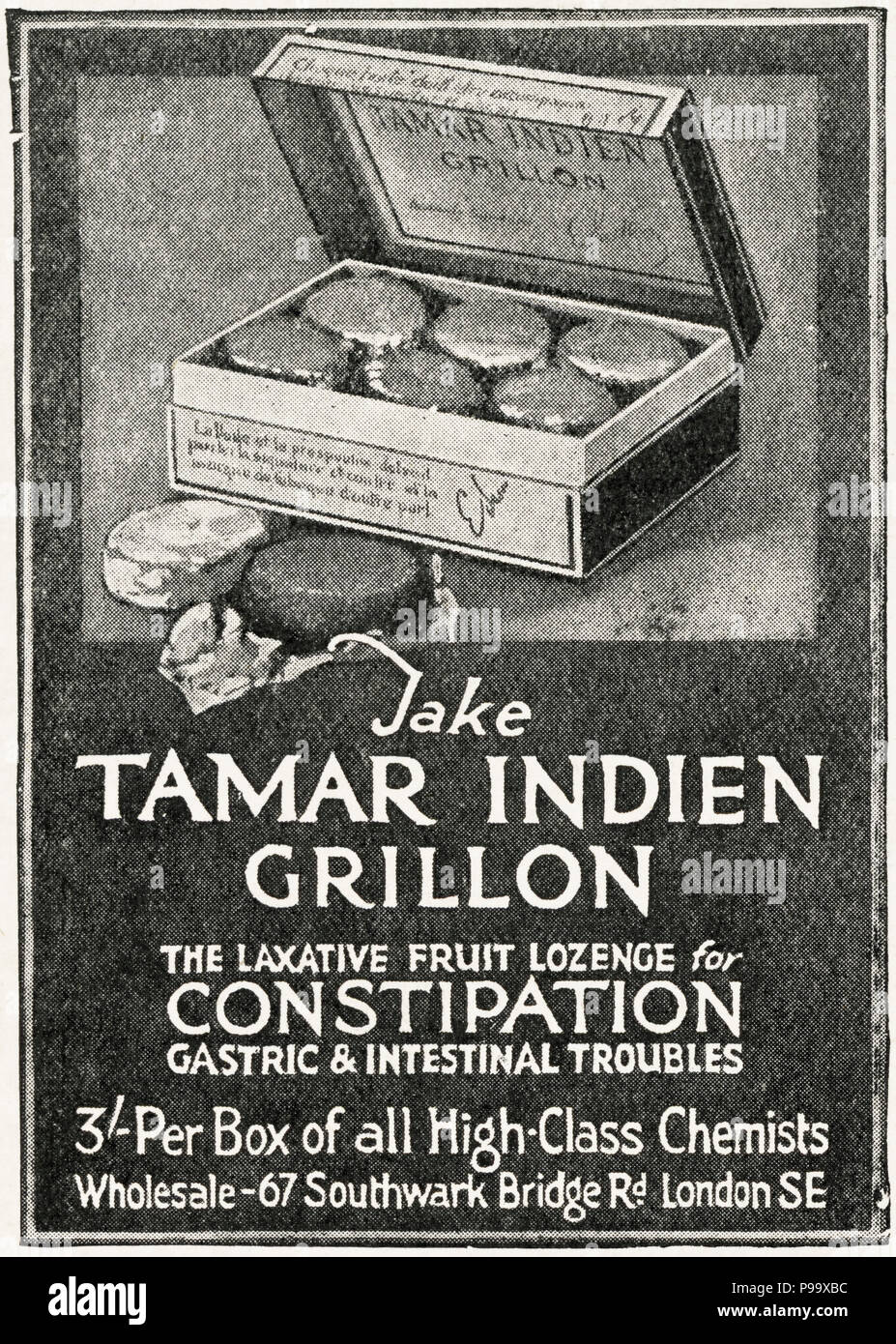 1920s old vintage original advert advertising Tamar Indien Grillon ...
