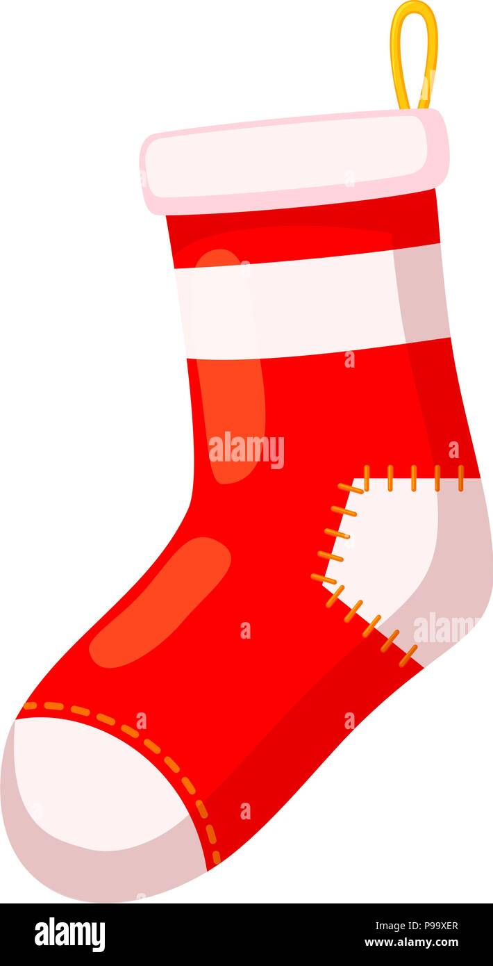 Colorful cartoon old xmas stocking. Holiday themed vector illustration ...