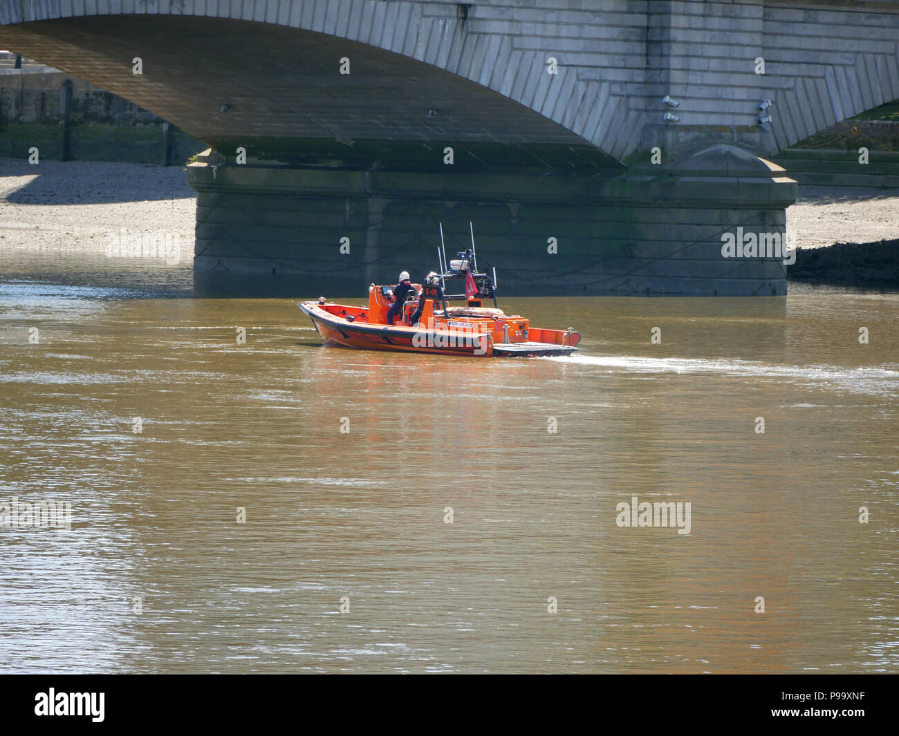 RNLI lifeboat stationary at Putney Bridge, London Stock Photo - Alamy